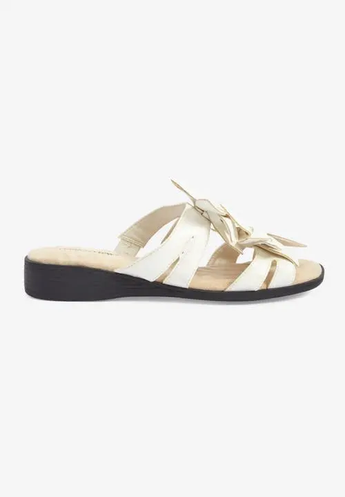 COMFORTVIEW Floral Slip-on Sandals - White