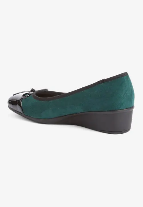 COMFORTVIEW The Jade Slip-on Wedge With Bow Detailing - Emerald