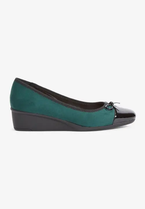 COMFORTVIEW The Jade Slip-on Wedge With Bow Detailing - Emerald