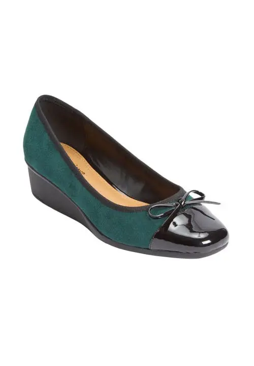 COMFORTVIEW The Jade Slip-on Wedge With Bow Detailing - Emerald