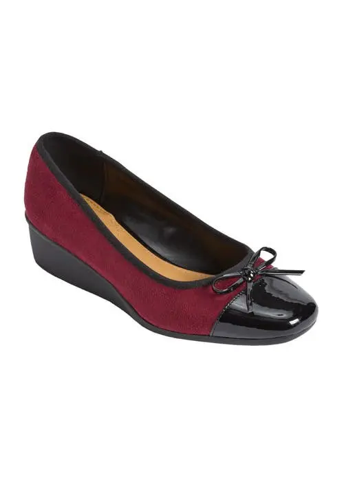COMFORTVIEW The Jade Slip-on Wedge With Bow Detailing - Wine