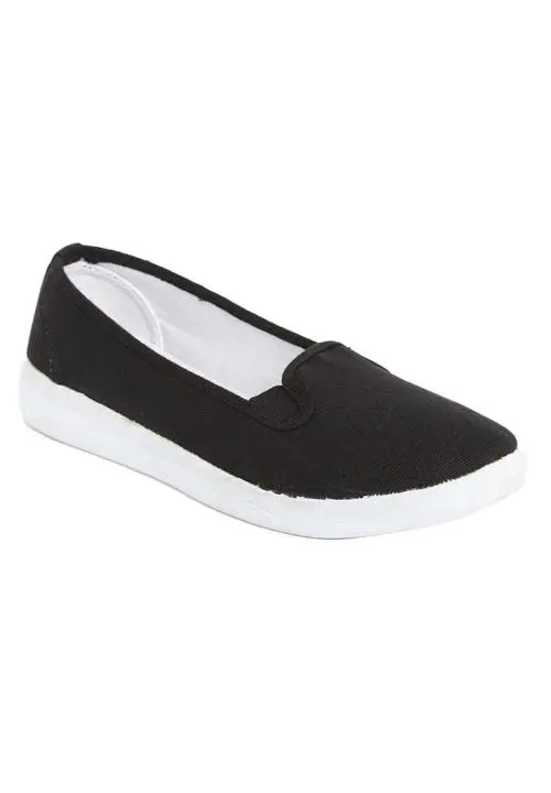 COMFORTVIEW Dottie Cotton Canvas Slip-on Sneakers - Black