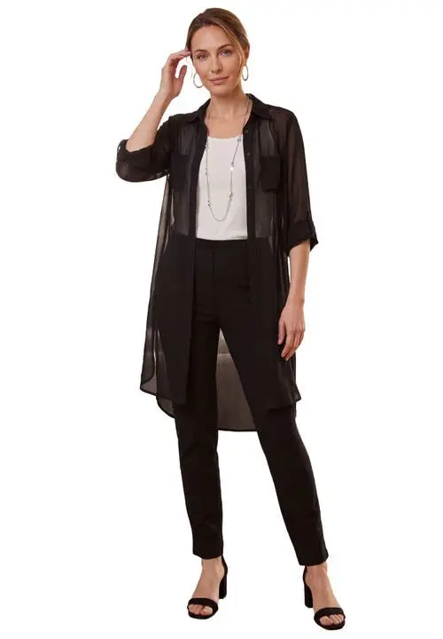 JESSICA LONDON Stretch Denim Straight Leg Jeggings - Black