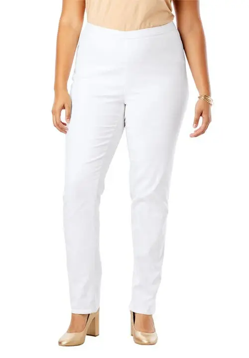 JESSICA LONDON Stretch Denim Straight-leg Jeggings - White