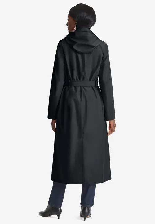JESSICA LONDON Double-breasted Long Trench Raincoat - Black