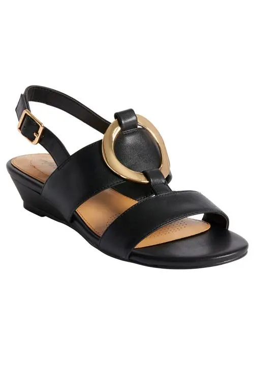 COMFORTVIEW The Rosetta Wedge Sandal - Black