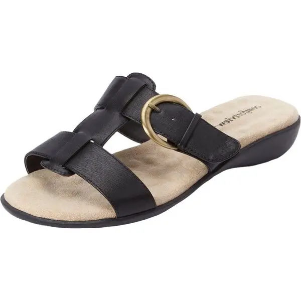 COMFORTVIEW Slip-on Sandal With Buckle Detail - Black