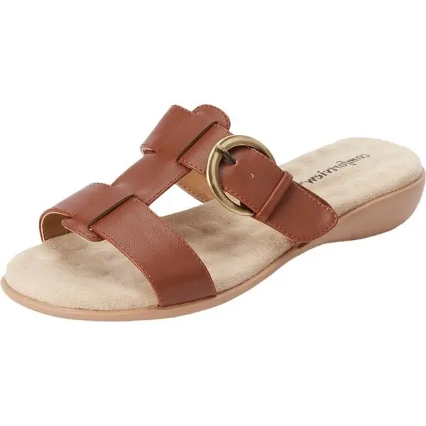 COMFORTVIEW Slip-on Sandal With Buckle Detail - Tan