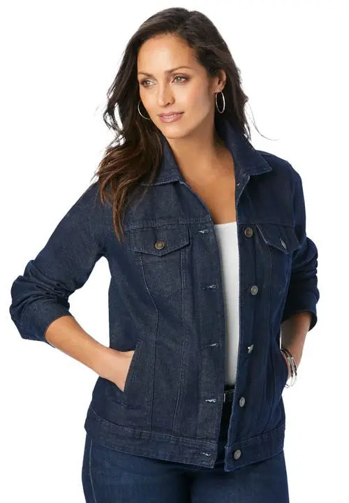 JESSICA LONDON Classic Cotton Denim Jacket - Indigo