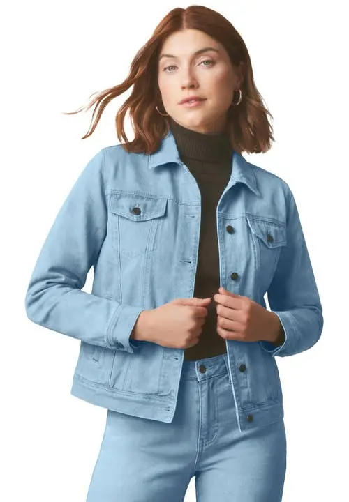 JESSICA LONDON Classic Cotton Denim Jacket - Light Wash