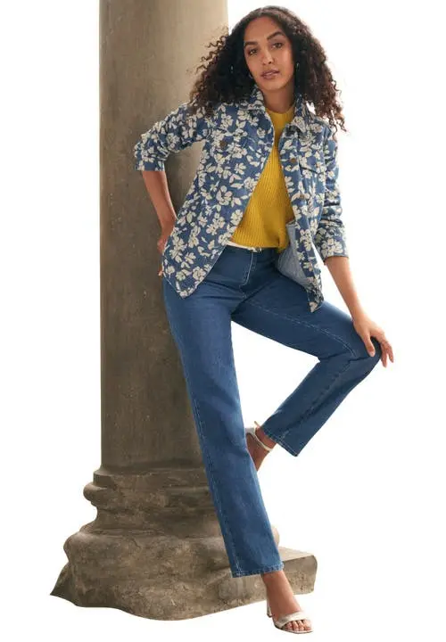 JESSICA LONDON Classic Cotton Denim Jacket - Medium Stonewash