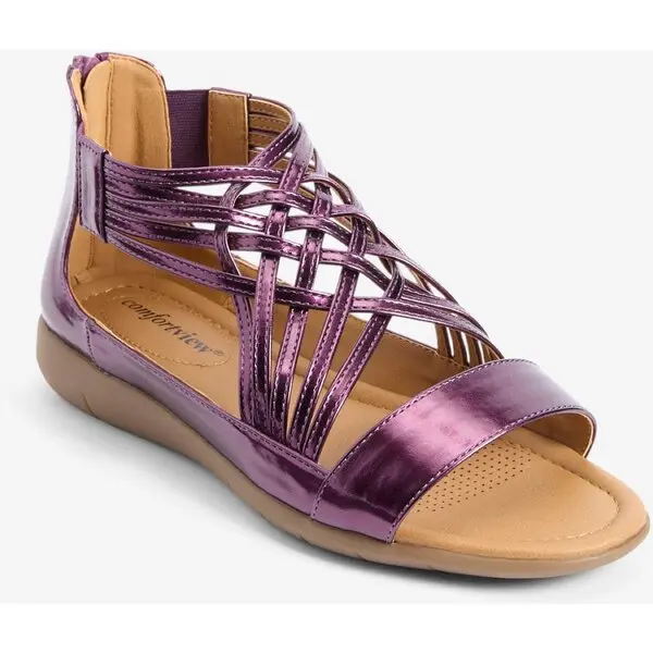 COMFORTVIEW Alicia Gladiator Sandals - Purple Metallic