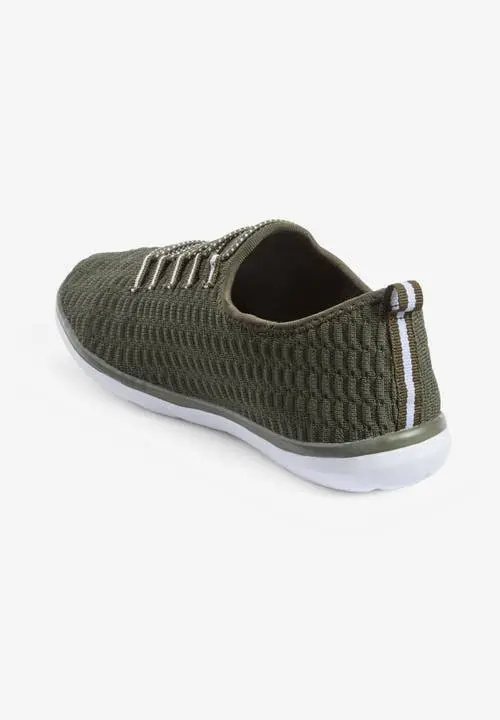 COMFORTVIEW Cv Sport Ariya Textured Knit Slip On Sneaker - Dark Olive