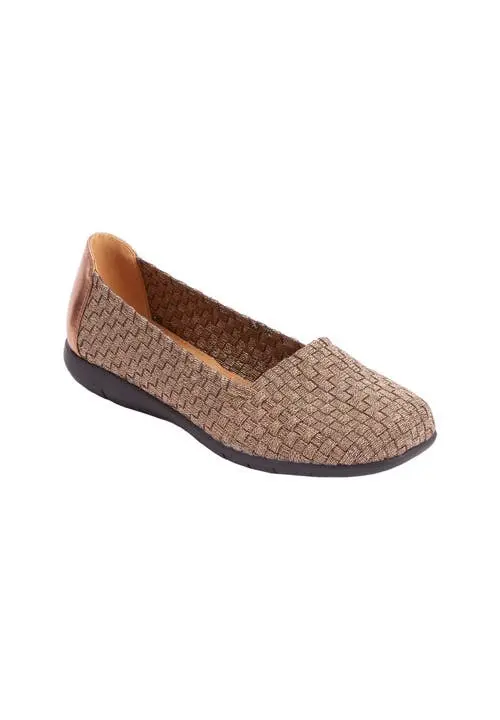 COMFORTVIEW The Bethany Stretch Woven Slip On Flat - Bronze