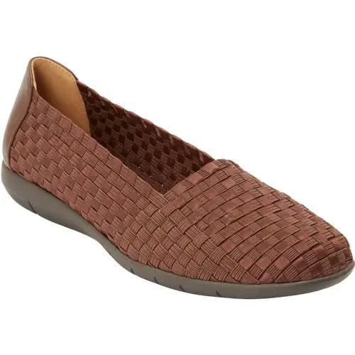 COMFORTVIEW Bethany Stretch Woven Slip-on Flat - Brown