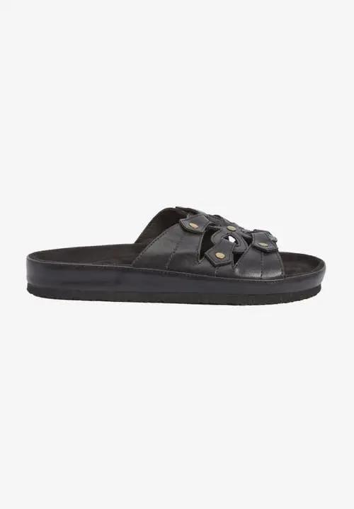 COMFORTVIEW Slip-on Footbed Sandal With Decorative Detailing - Black