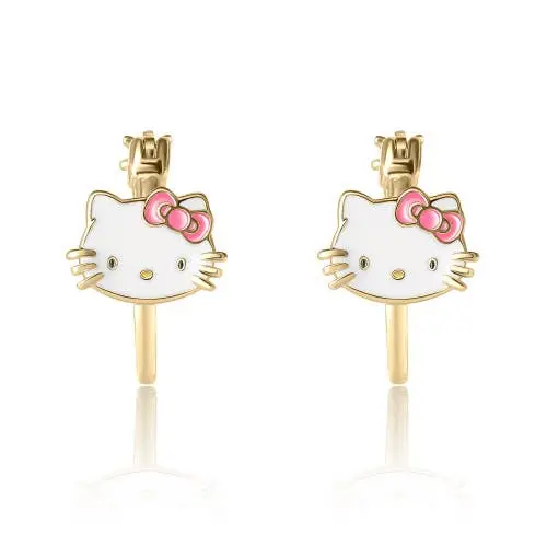 SALLYROSE Sterling Silver Hello Kitty Hoop Earrings - Gold, Whitr
