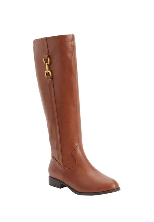 COMFORTVIEW Azalia Tall Wide Calf Boots - Light Cognac