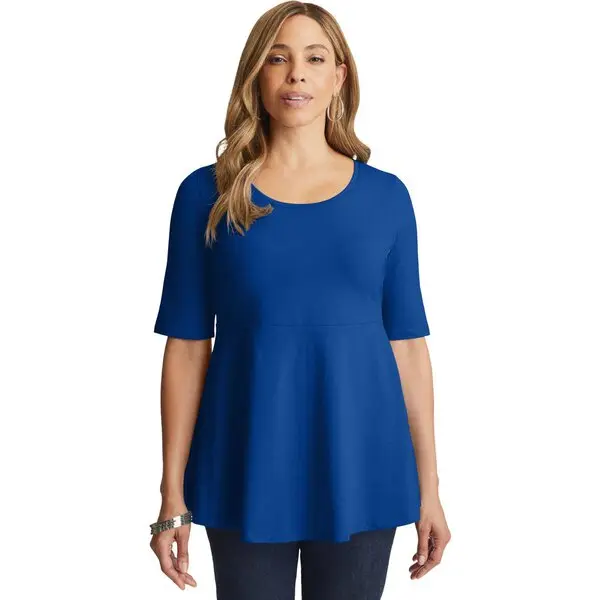 JESSICA LONDON Stretch Peplum Tunic - Dark Sapphire