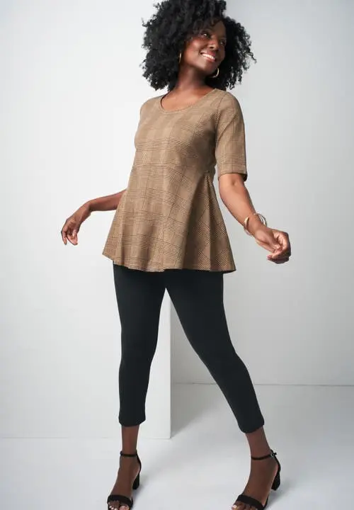 JESSICA LONDON Stretch Cotton Peplum Tunic - Deep Dusk