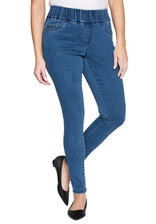 JESSICA LONDON Stretch Denim Straight-leg Jeans - Medium Stonewash