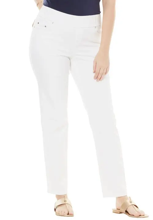 JESSICA LONDON Stretch Denim Straight-leg Jeans - White