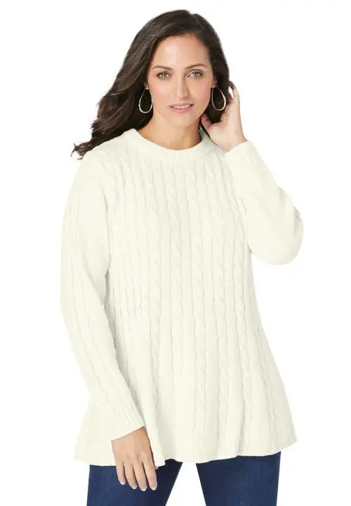 JESSICA LONDON Cable Peplum - Ivory