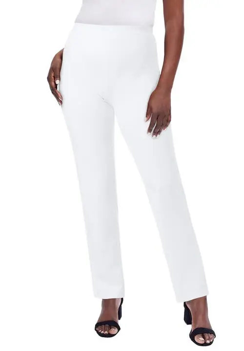 JESSICA LONDON Everyday Stretch Cotton Straight Leg - White