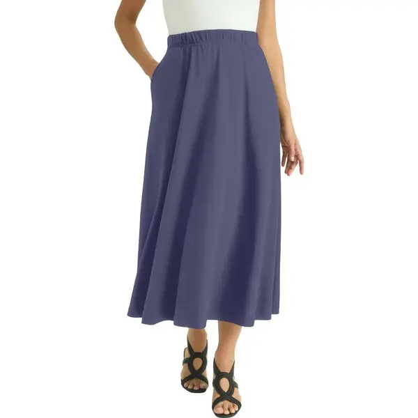 JESSICA LONDON Soft Ease Knit Midi Skirt - Deep Dusk