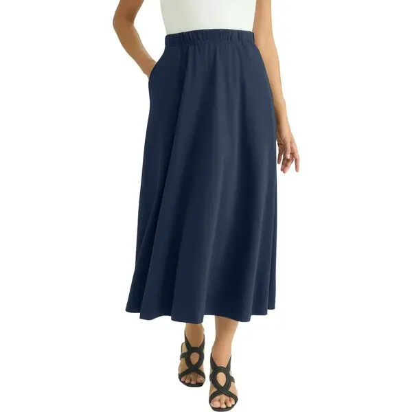 JESSICA LONDON A-line Midi Skirt - Navy