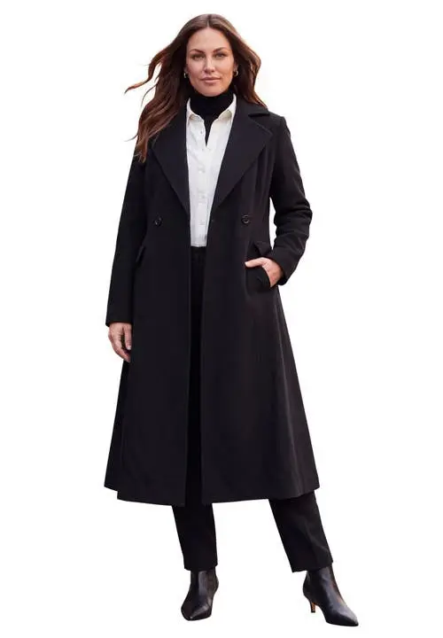 JESSICA LONDON Trapeze Wool-blend Coat - Black