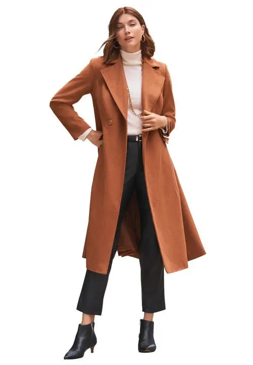 JESSICA LONDON Trapeze Wool-blend Coat - Cognac