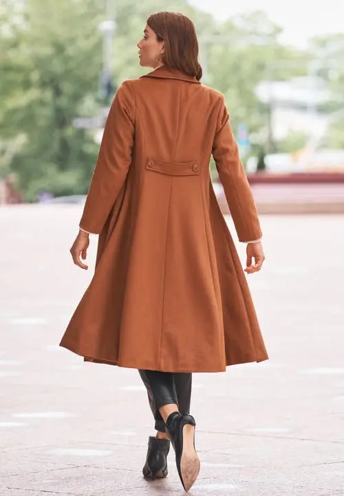 JESSICA LONDON Trapeze Wool-blend Coat - Cognac
