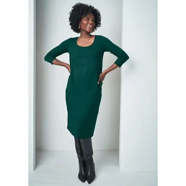 JESSICA LONDON Stretch Cotton T-shirt Dress - Emerald Green