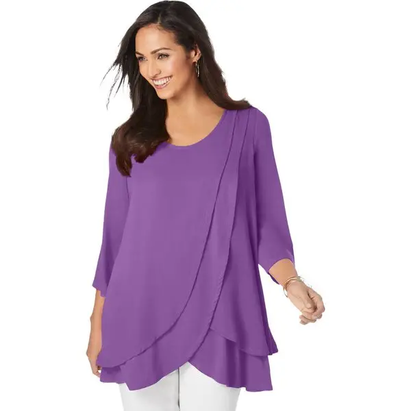JESSICA LONDON Double Layer Tunic - Bright Violet