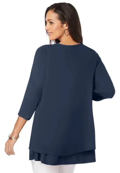 JESSICA LONDON Double Layer Tunic - Navy