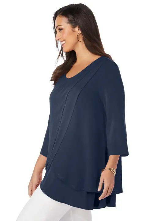 JESSICA LONDON Double Layer Tunic - Navy