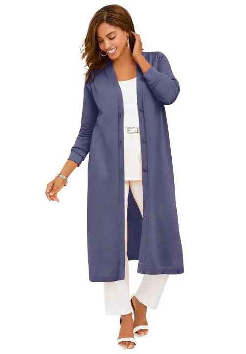 JESSICA LONDON Fine Gauge Duster Cardigan - Deep Dusk