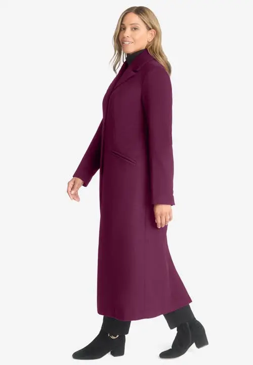 JESSICA LONDON Full Length Wool Blend Coat - Ivory