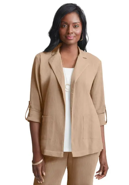 JESSICA LONDON Gauze Relaxed Blazer - New Khaki