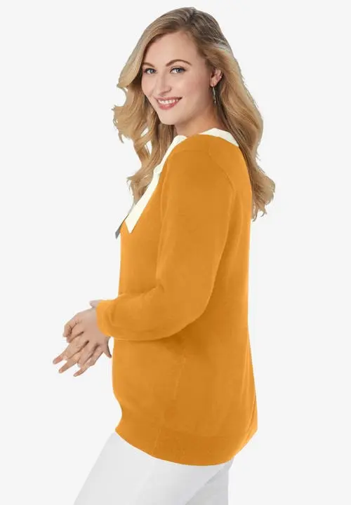 JESSICA LONDON Tie-neck Pullover Sweater