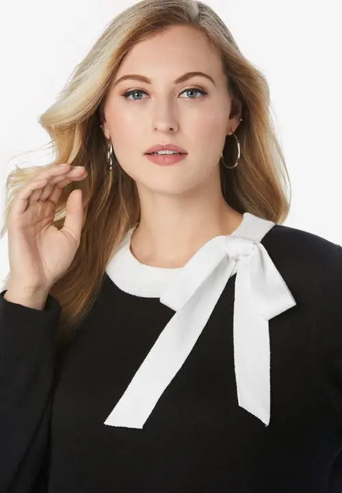 JESSICA LONDON Tie-neck Pullover Sweater
