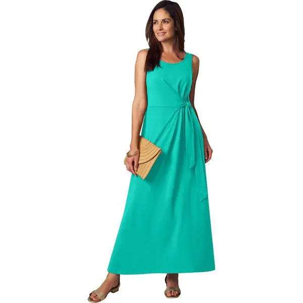 JESSICA LONDON Side Tie Maxi Dress - Aqua Sea