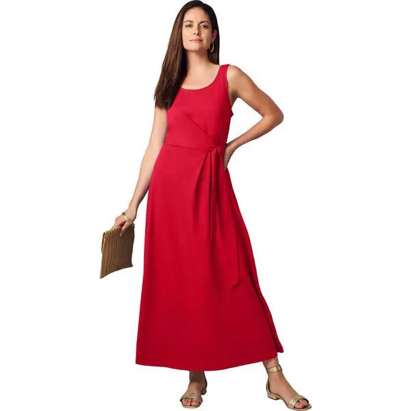 JESSICA LONDON Side Tie Maxi Dress - Vivid Red