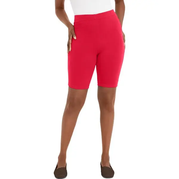JESSICA LONDON Stretch Cotton Bike Shorts - Vivid Red