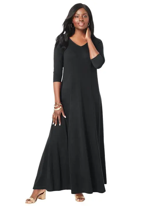 JESSICA LONDON V-neck Maxi Dress - Black
