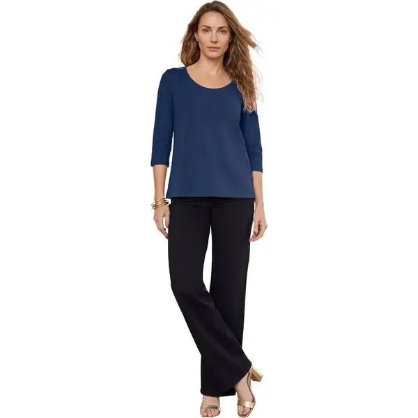 JESSICA LONDON Stretch Cotton Tee - Navy