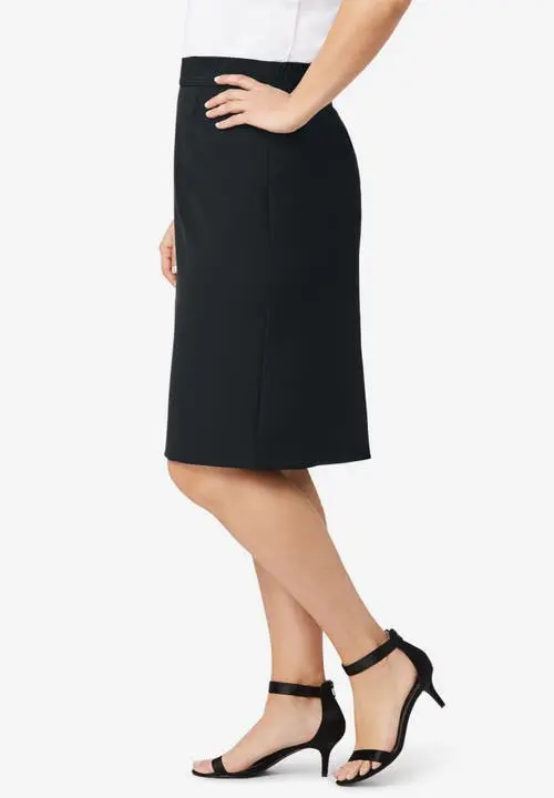 JESSICA LONDON Tummy Control Bi-stretch Pencil Skirt - Black