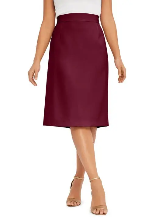 JESSICA LONDON Tummy Control Bi-stretch Pencil Skirt - Merlot