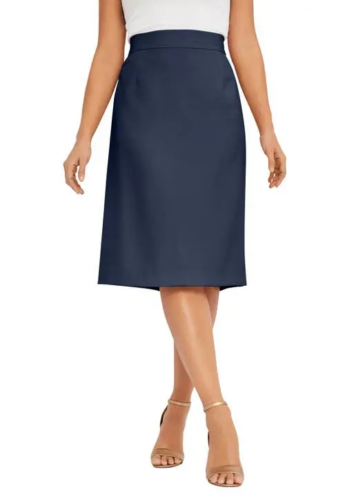 JESSICA LONDON Tummy Control Bi-stretch Pencil Skirt - Navy